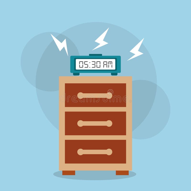 Digital Clock Alarm on Bedside Table Stock Vector - Illustration of ...