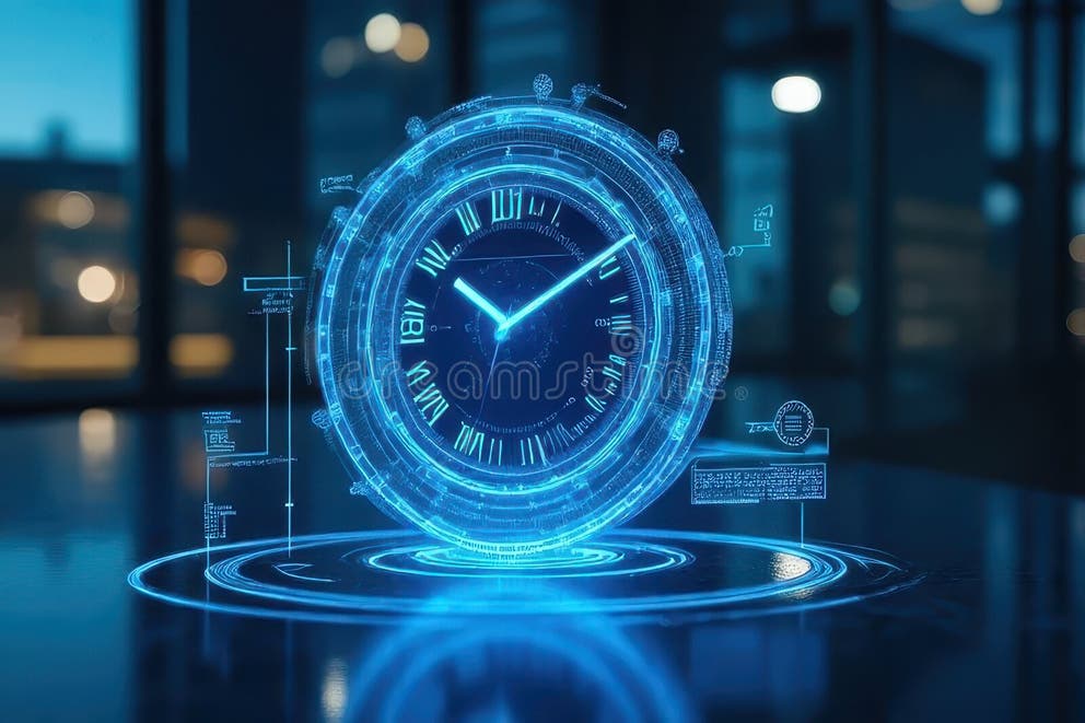 Digital Clock As Center of Attention Stock Illustration - Illustration ...