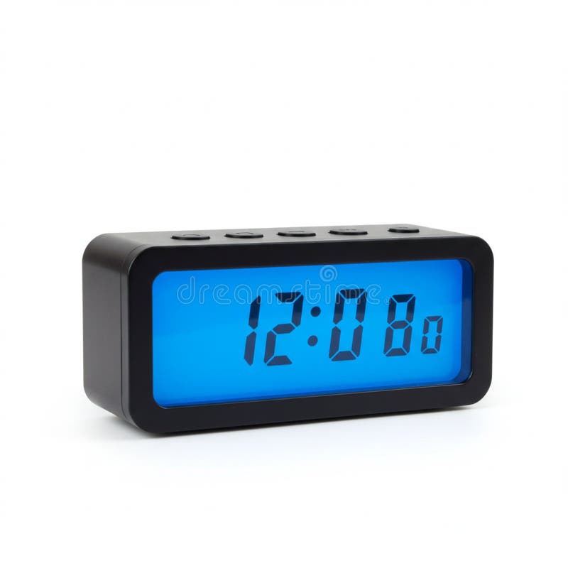 Digital Clock with a Black Rectangular Casing Featuring a Blue LED ...