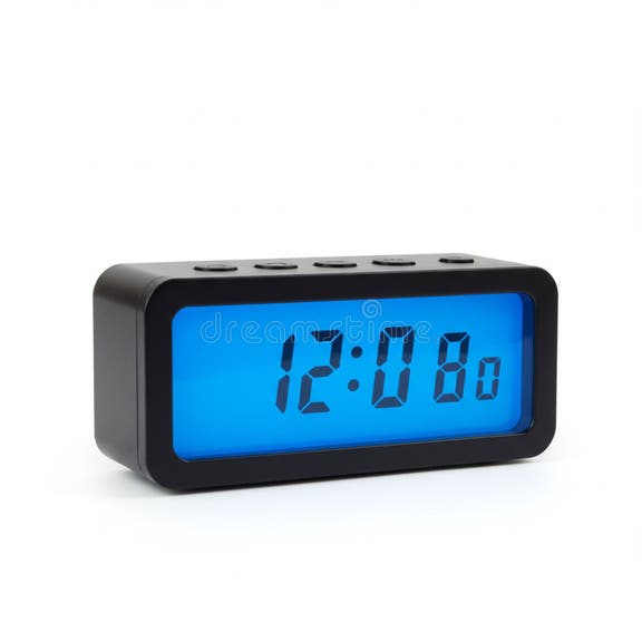 Digital Clock with a Black Rectangular Casing Featuring a Blue LED ...