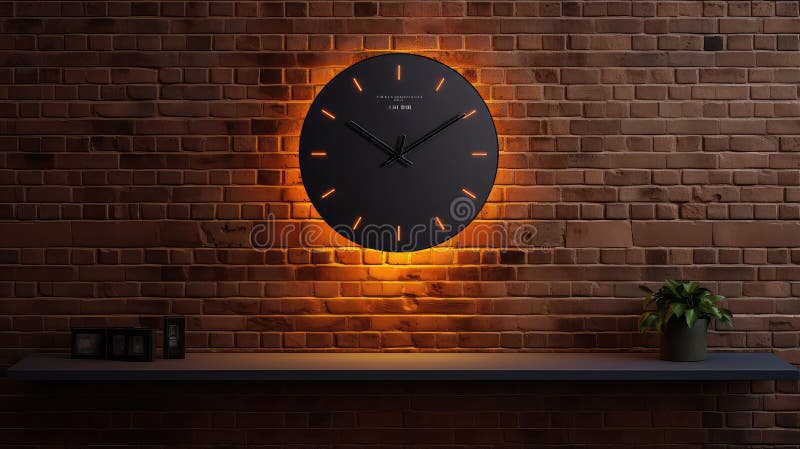 Digital Clock on Brick Wall Stock Illustration - Illustration of clock ...