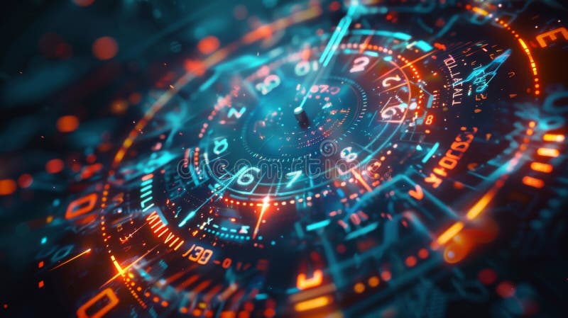 A Digital Clock with Constantly Changing Digits Each One Representing a ...