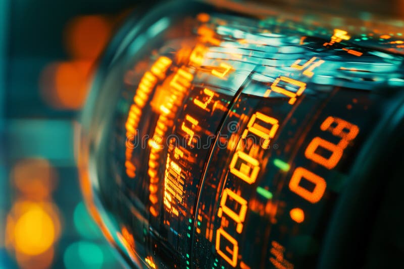 Digital Clock Display with Glowing Numbers Shows Current Time and ...