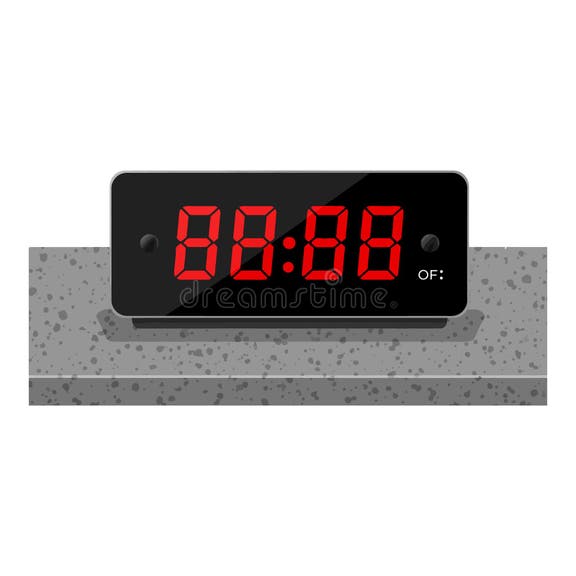 Digital Clock Display with Red LED Numbers on Gray Surface Vector ...