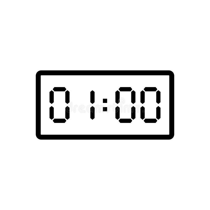 Digital Clock Displaying 1:00 O Clock Stock Illustration - Illustration ...