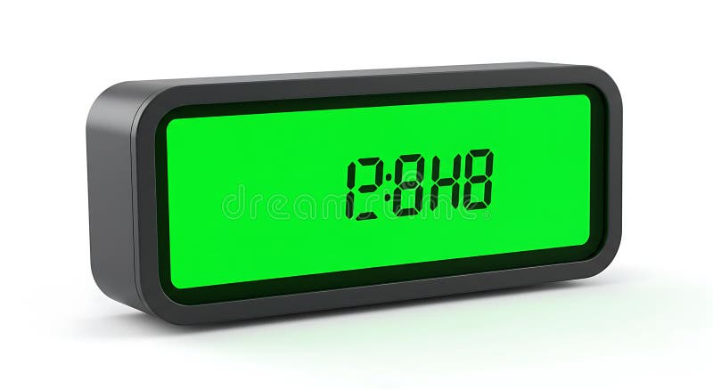 Digital Clock Displaying Time on Green Screen Isolated on White ...