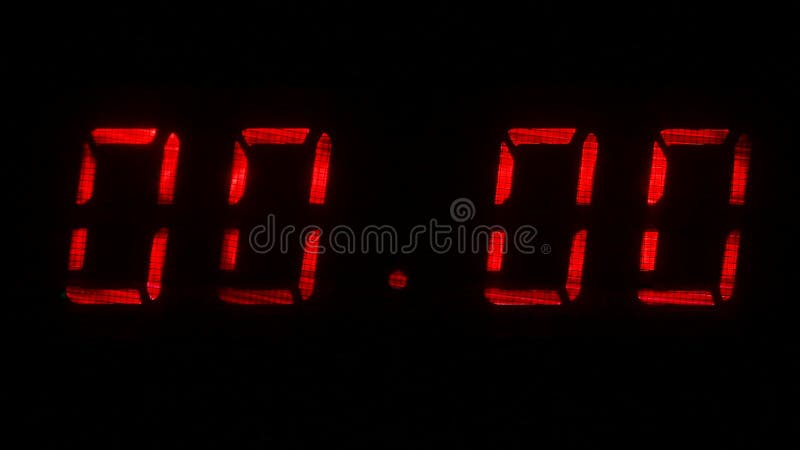 Digital Clock with Fluorescent Display Shows 00:00 in Red Color Stock ...
