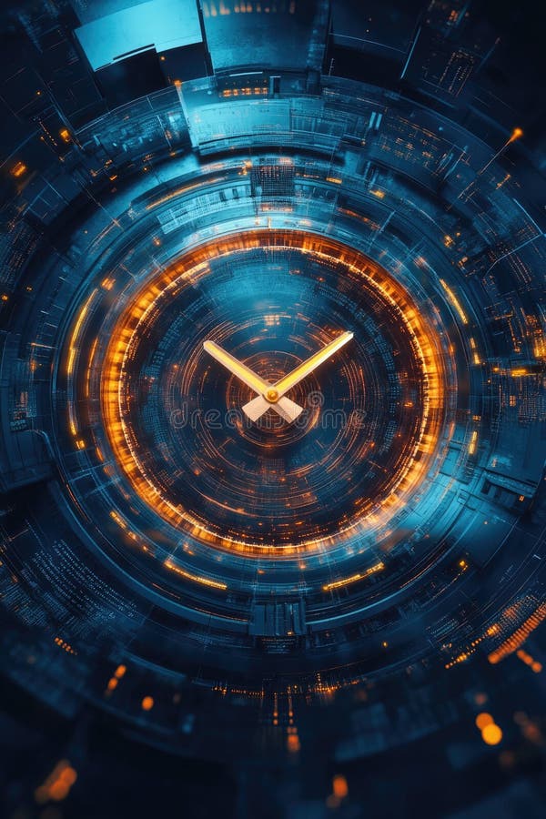 Digital Clock with Futuristic Background Stock Image - Image of high ...