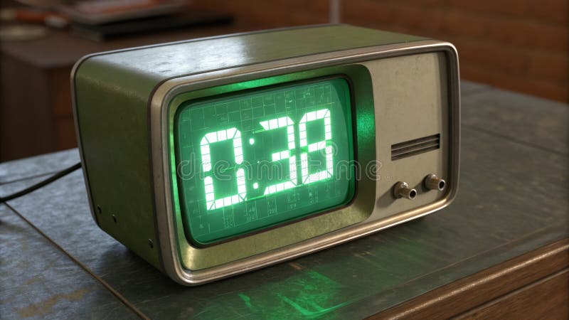 A Digital Clock with a Glowing Green Display Reminiscent of Vintage ...
