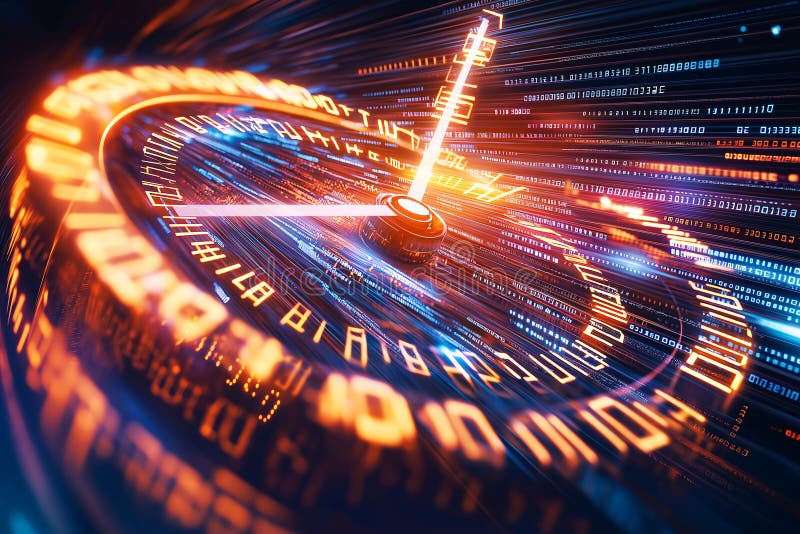 Digital Clock with Glowing Numbers and Dynamic Light Trails on Dark ...