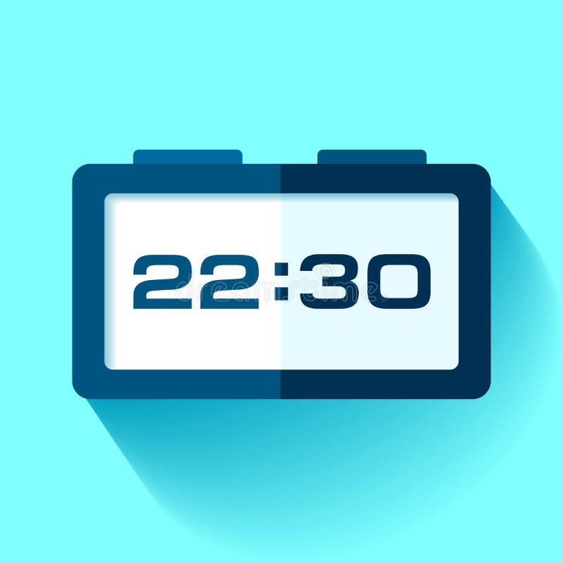 Digital Clock Icon in Flat Style, Timer on Blue Background. 22:30 ...