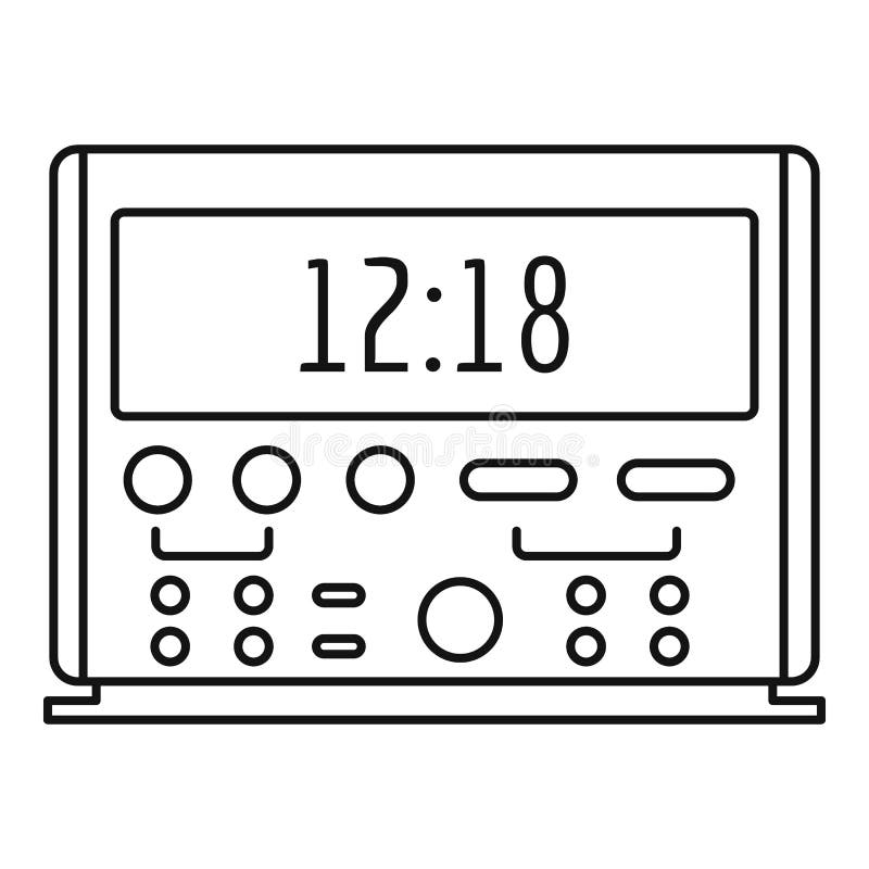 Digital Clock Icon, Outline Style Stock Illustration - Illustration of ...