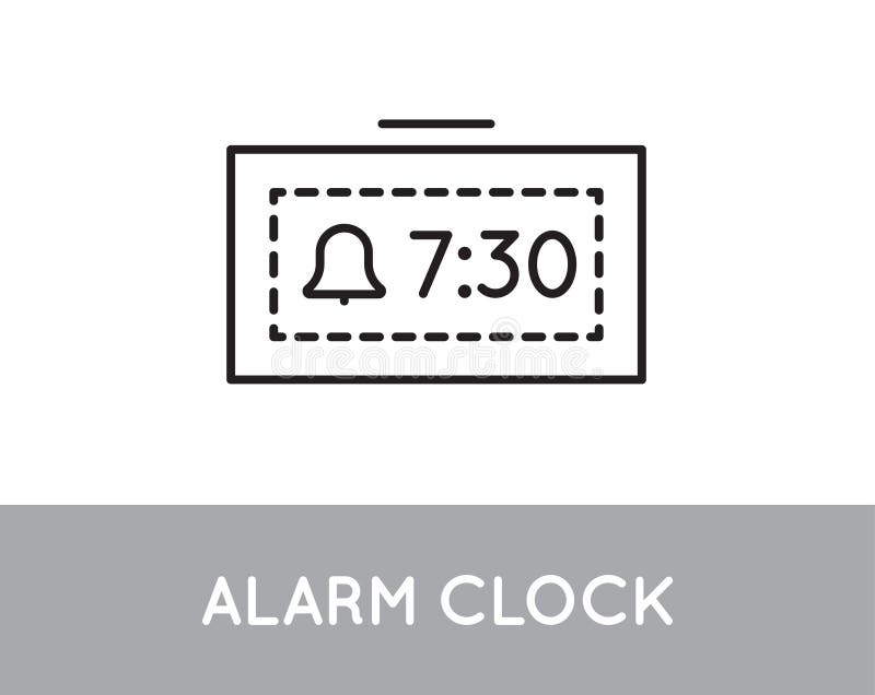 Digital Clock Icon. Vector. Bell Symbol on the Screen Stock Vector ...