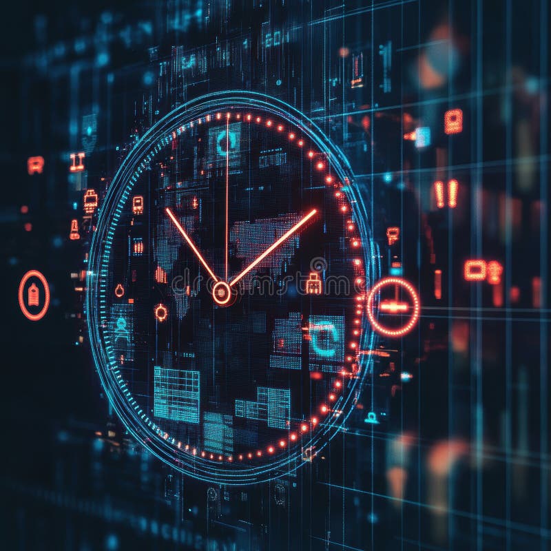 Digital Clock Interface stock illustration. Illustration of electronics ...