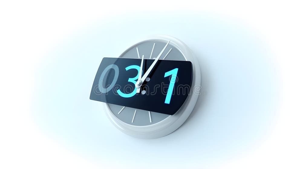 Digital Clock Isolated on Pure White Background Stock Illustration ...