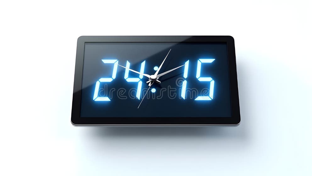 Digital Clock Isolated on Pure White Background Stock Illustration ...