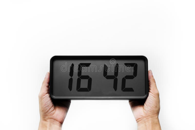 Digital Clock on Isolated on White Stock Image - Image of holding ...