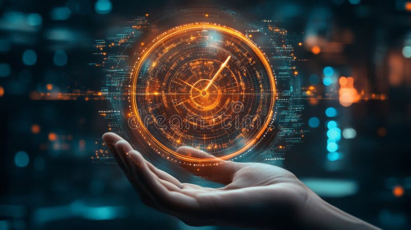 Digital Clock Management in Hand Stock Photo - Image of data, clock ...