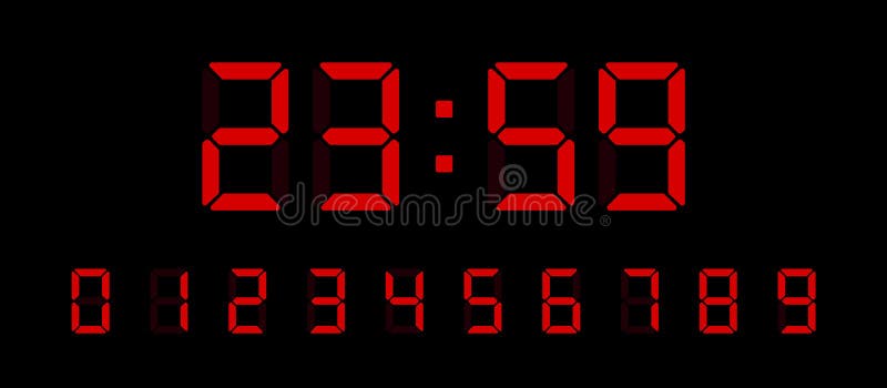 Digital clock number set. stock vector. Illustration of figures - 155958094