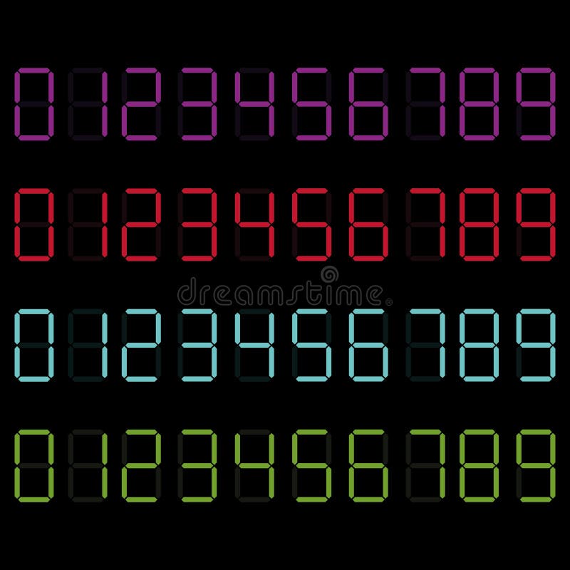 Digital Clock Number Set. Electronic Figures Stock Vector ...