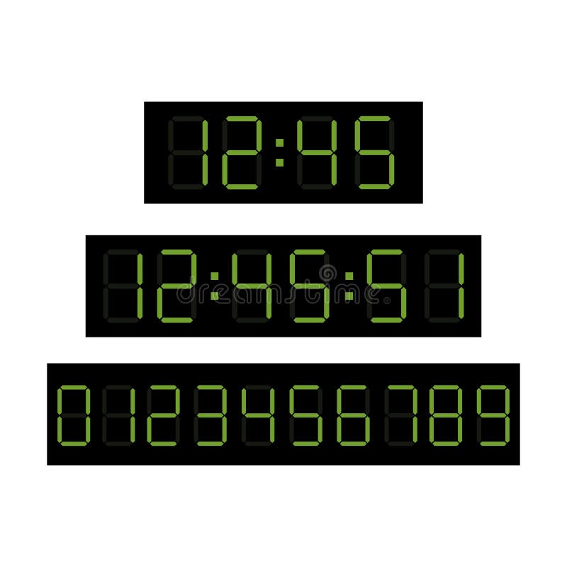 Digital Clock Number Set. Electronic Figures Stock Vector ...