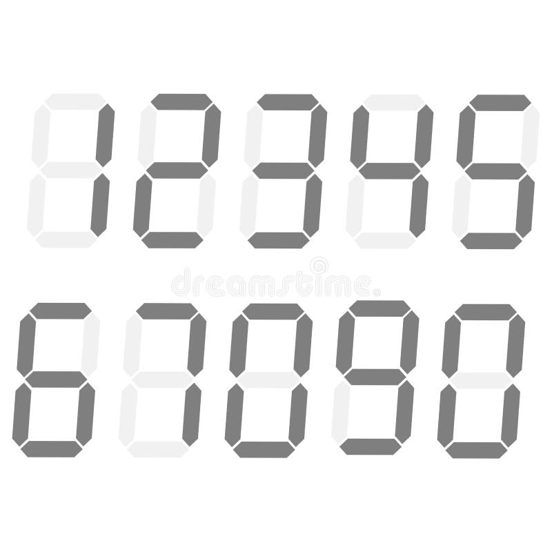 Digital Clock Number Set. Electronic Numbers Stock Vector ...