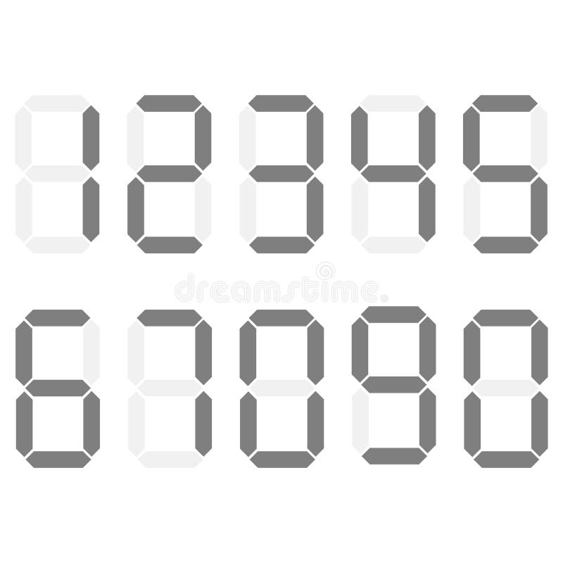 Digital Clock Number Set. Electronic Numbers Stock Vector ...