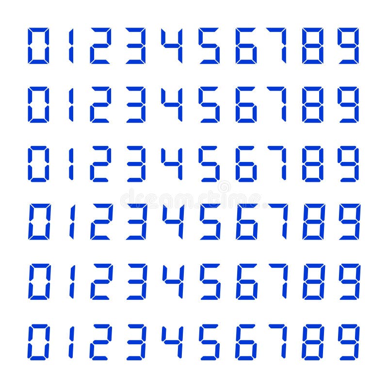 Digital clock number set. stock vector. Illustration of figures - 155958094