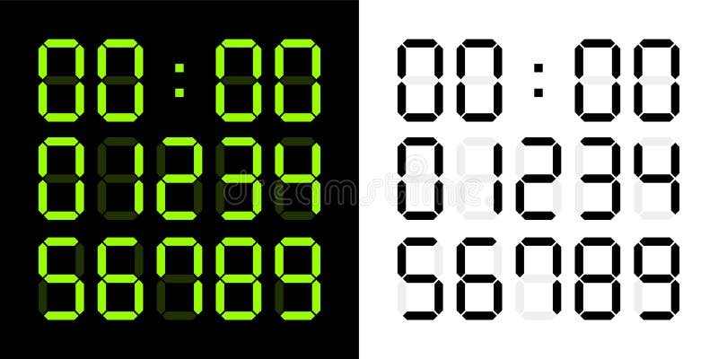 Digital Clock Number Set. Led Digit Set. Electronic Figures Stock ...