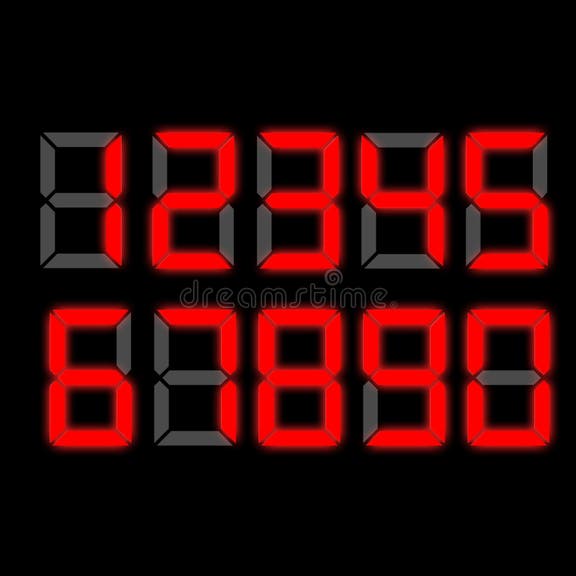 Digital Clock Numbers stock illustration. Illustration of time - 13334876