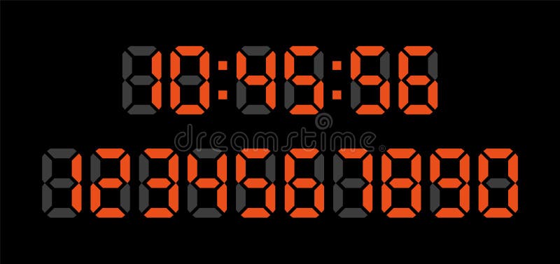 Digital Numbers Clock Red Stock Illustrations – 422 Digital Numbers ...