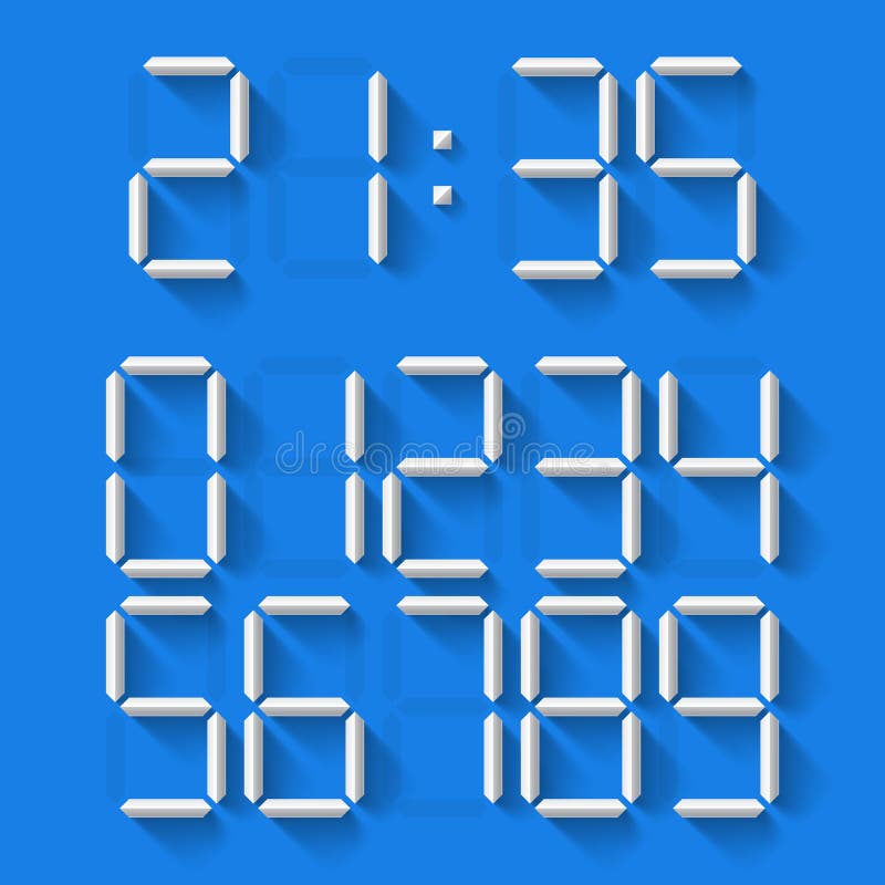 Digital Clock Numbers stock vector. Illustration of shadow - 56902425