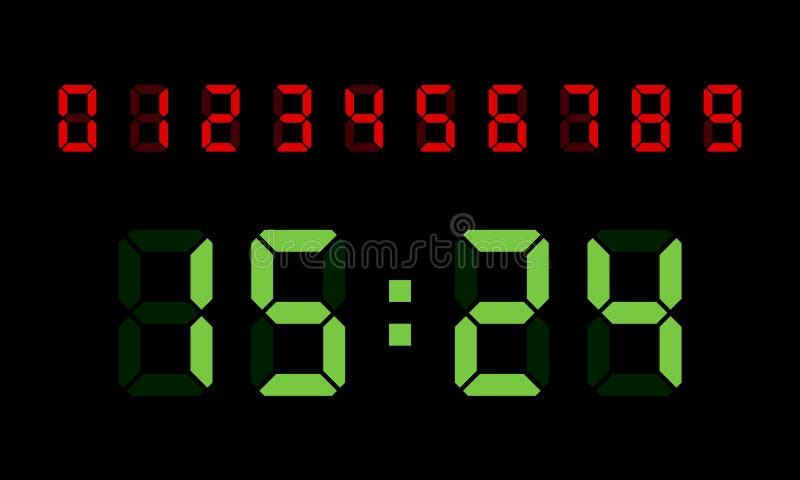 Digital Clock. Numbers for Timer, Calculator and Modern Clock Face ...