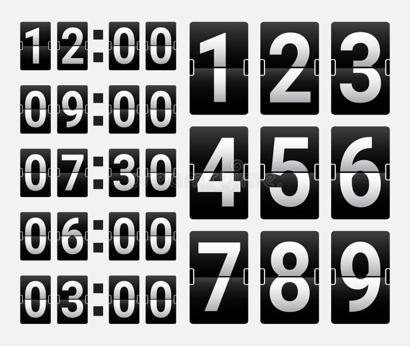 Digital Clock Numbers. Vector Isolated Elements. Coundown Digital ...