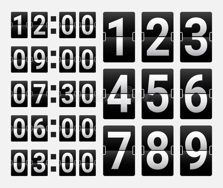 Digital Clock Numbers. Vector Isolated Elements. Coundown Digital ...