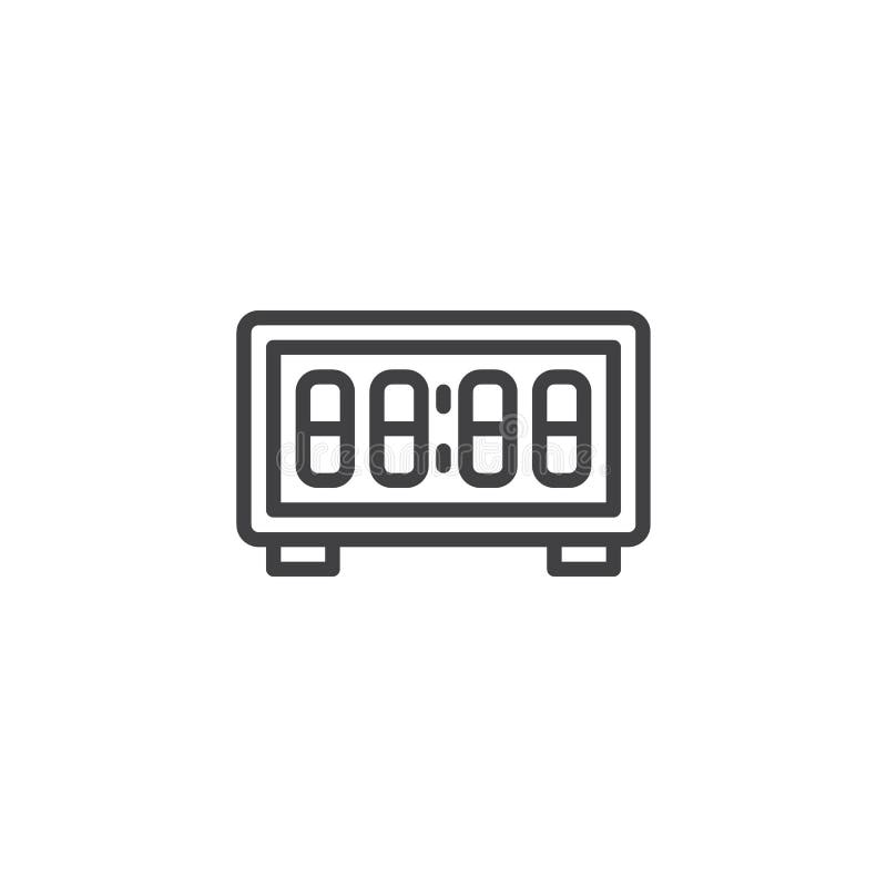 Digital clock outline icon stock vector. Illustration of screen - 130519738