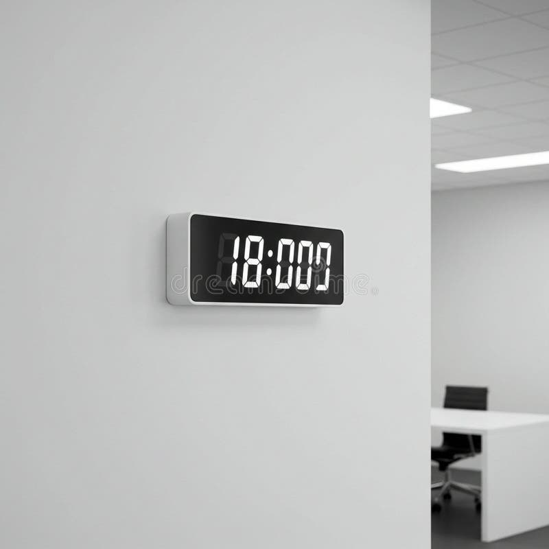 Digital Clock with a Rectangular Black Frame Displaying the Time 18:00 ...