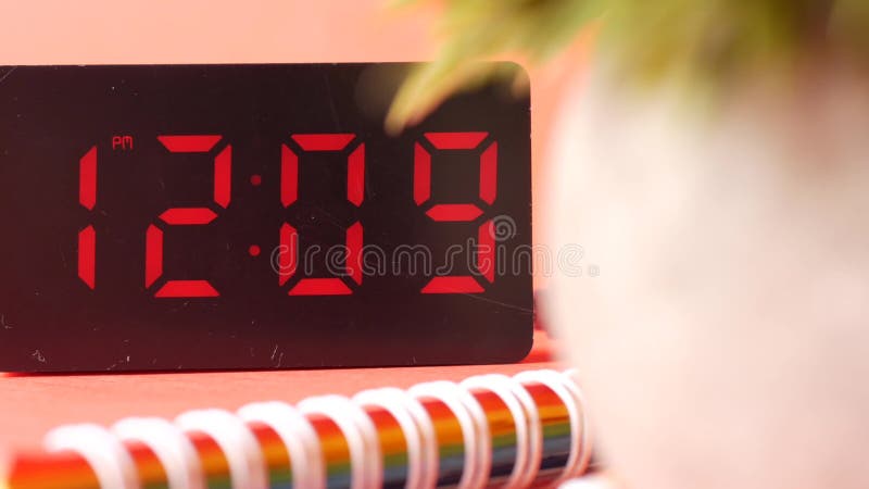 Digital Clock on Red Background Top Down Stock Video - Video of minute ...