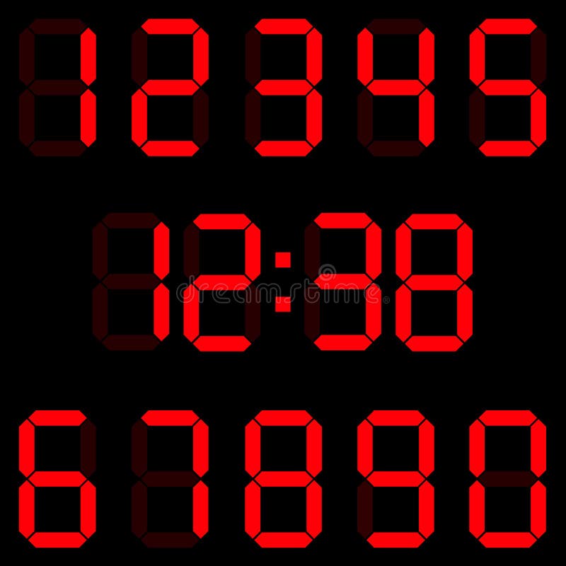 Digital Numbers Clock Red Stock Illustrations – 422 Digital Numbers ...
