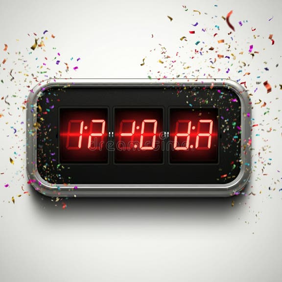 A Digital Clock with Red LED Numbers Displays a Time of "12:00:08." the ...