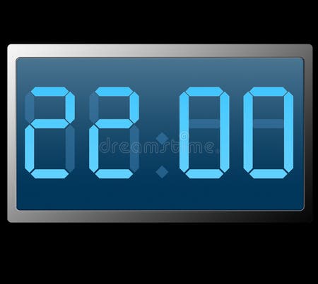 Digital Clock Showing Twenty Two Hundred Hours Stock Illustration ...