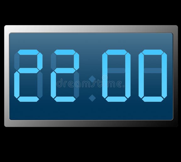 Digital Clock Showing Twenty Two Hundred Hours Stock Illustration ...