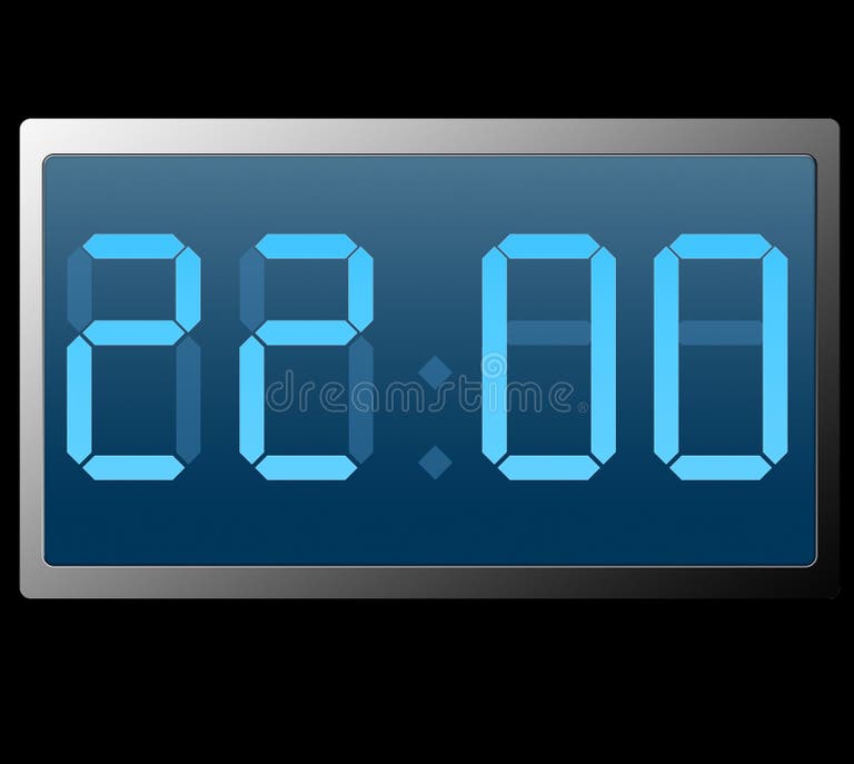 Digital Clock Showing Twenty Two Hundred Hours Stock Illustration ...