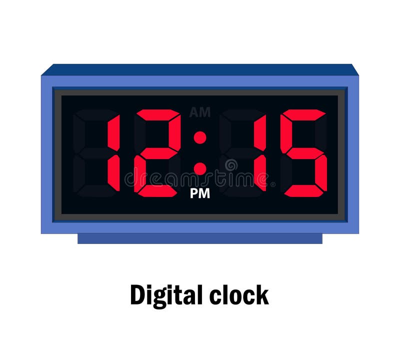 Digital Clock and Analog Clock Time 11.00, Vector Stock Vector ...