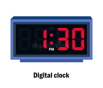 Digital Clock Time. 01.30, P Stock Vector - Illustration of five, round ...
