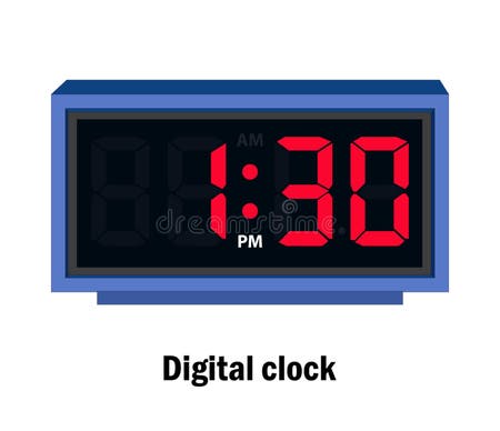 Digital Clock Time. 01.30, P Stock Vector - Illustration of five, round ...