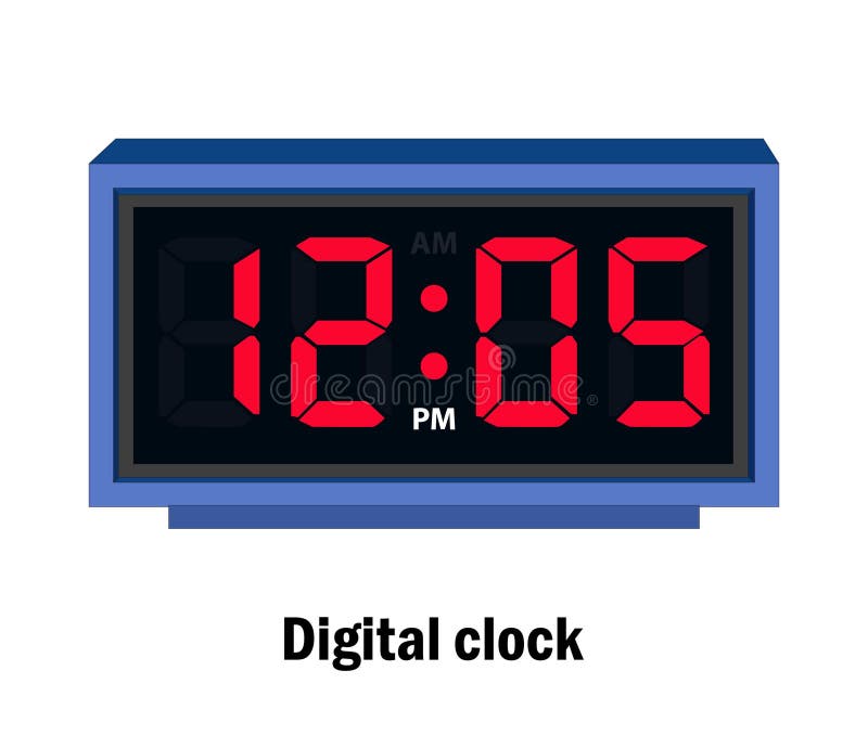 Digital Clock Time. 12.05, P Stock Vector - Illustration of seconds ...