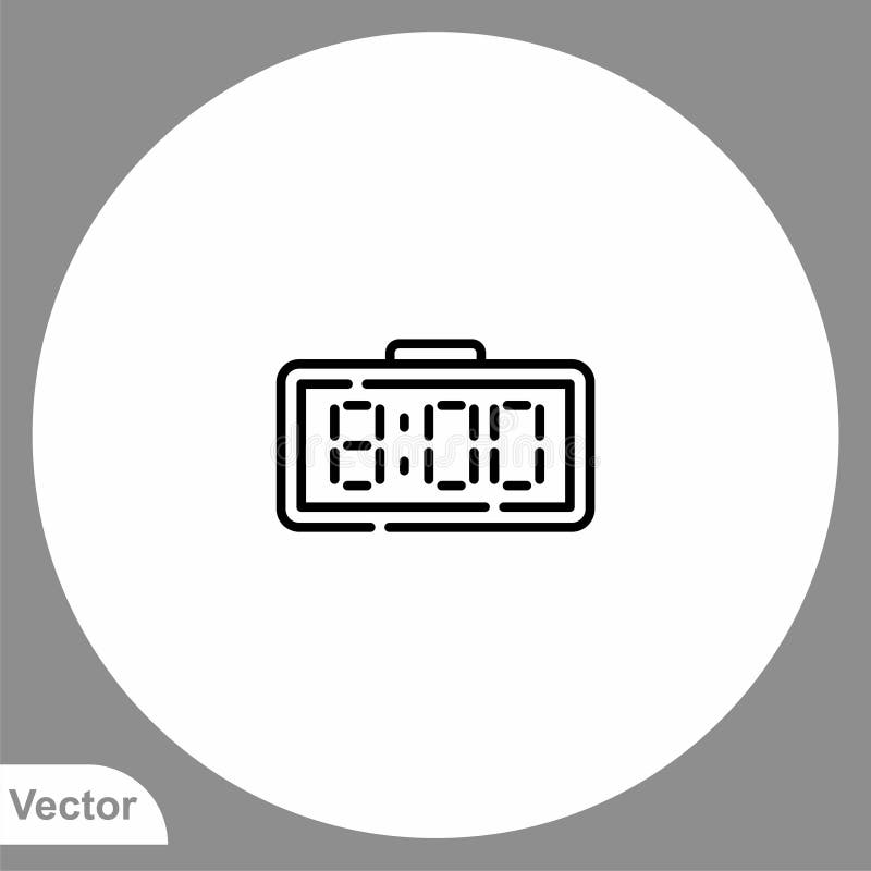 Digital Clock Line Icon, Vector. Digital Clock Outline Sign, Concept ...