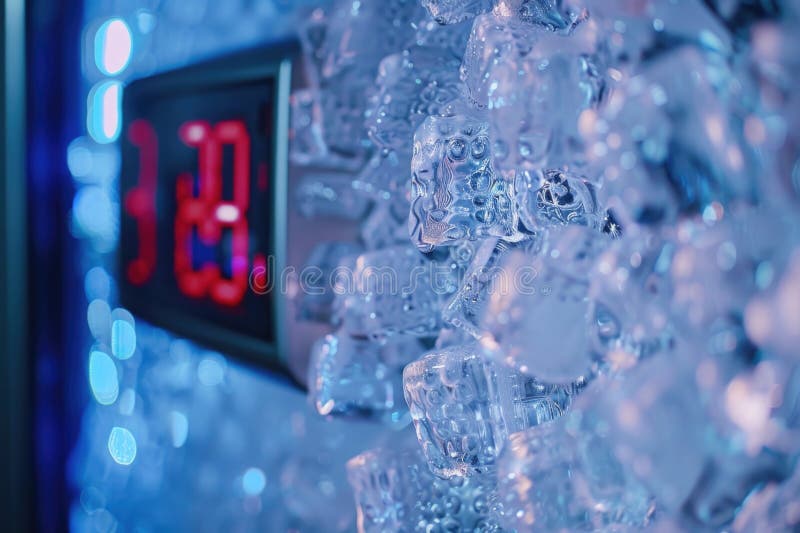A Digital Clock on a Wall Covered in Ice. Suitable for Winter Themes ...