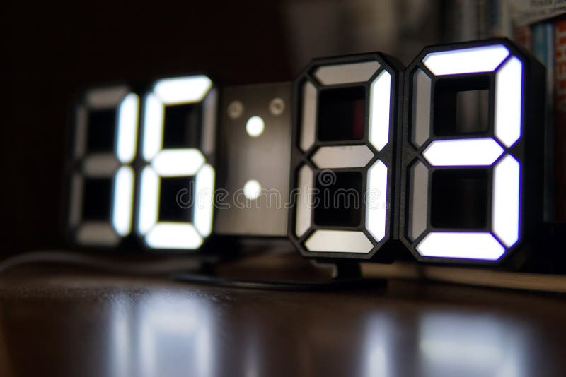 Digital Clock with White Numbers Closeup Photo Stock Photo - Image of ...